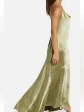 Elliatt | Dresses | Revolve Elliatt Aisle Satin Chartreuse Draped Cowl ...